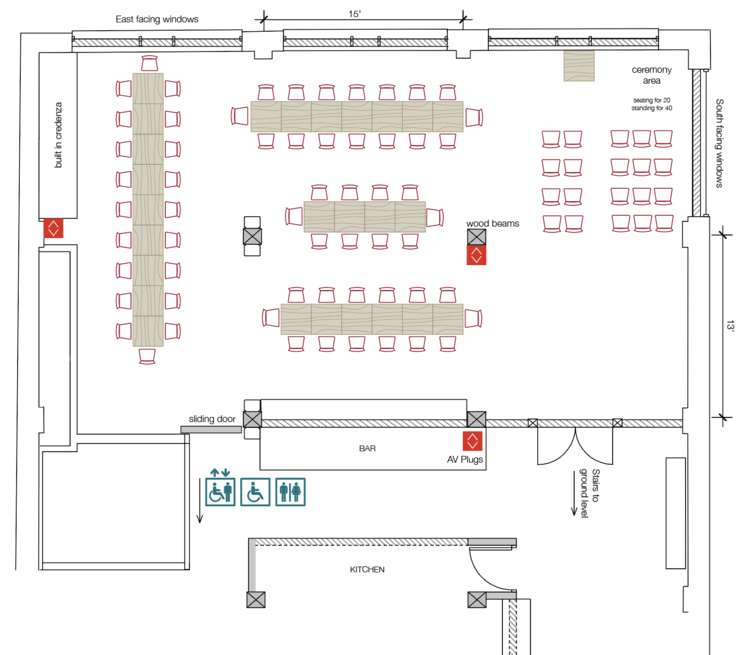 Floorplans for Group Dinners in Vancouver | Chambar Restaurant