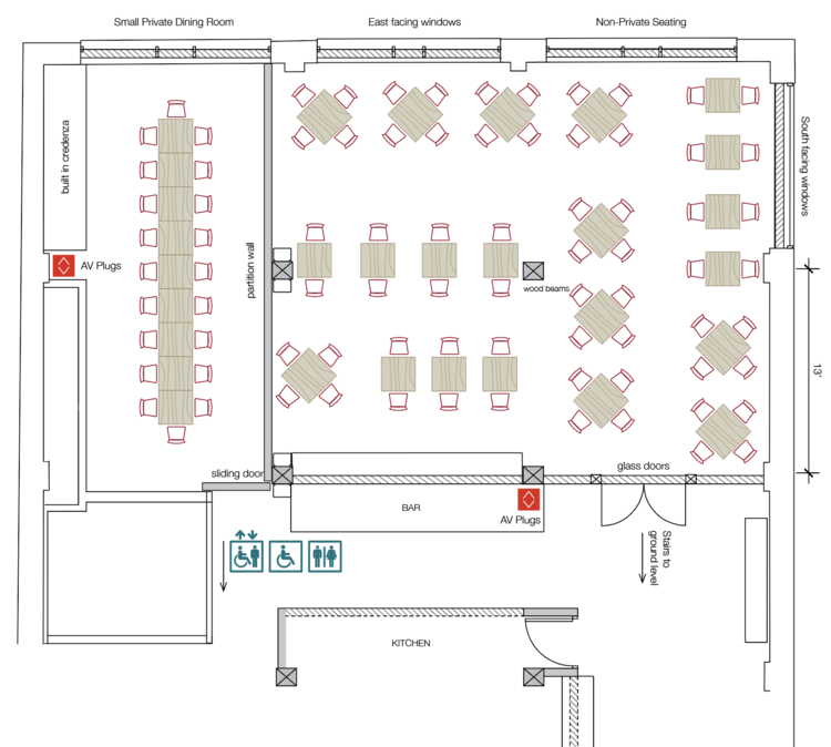 Floorplans for Group Dinners in Vancouver | Chambar Restaurant